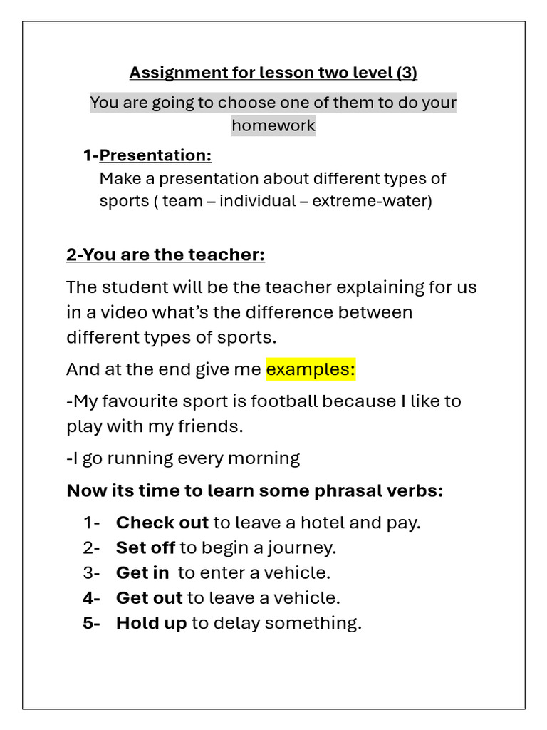 Assignment For Lesson Two L3 | PDF