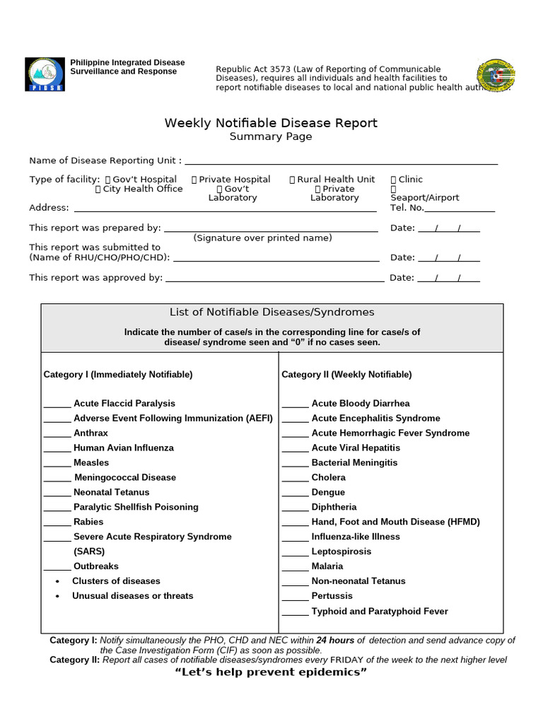 Pidsr Forms2 | PDF | Measles | Human Diseases And Disorders