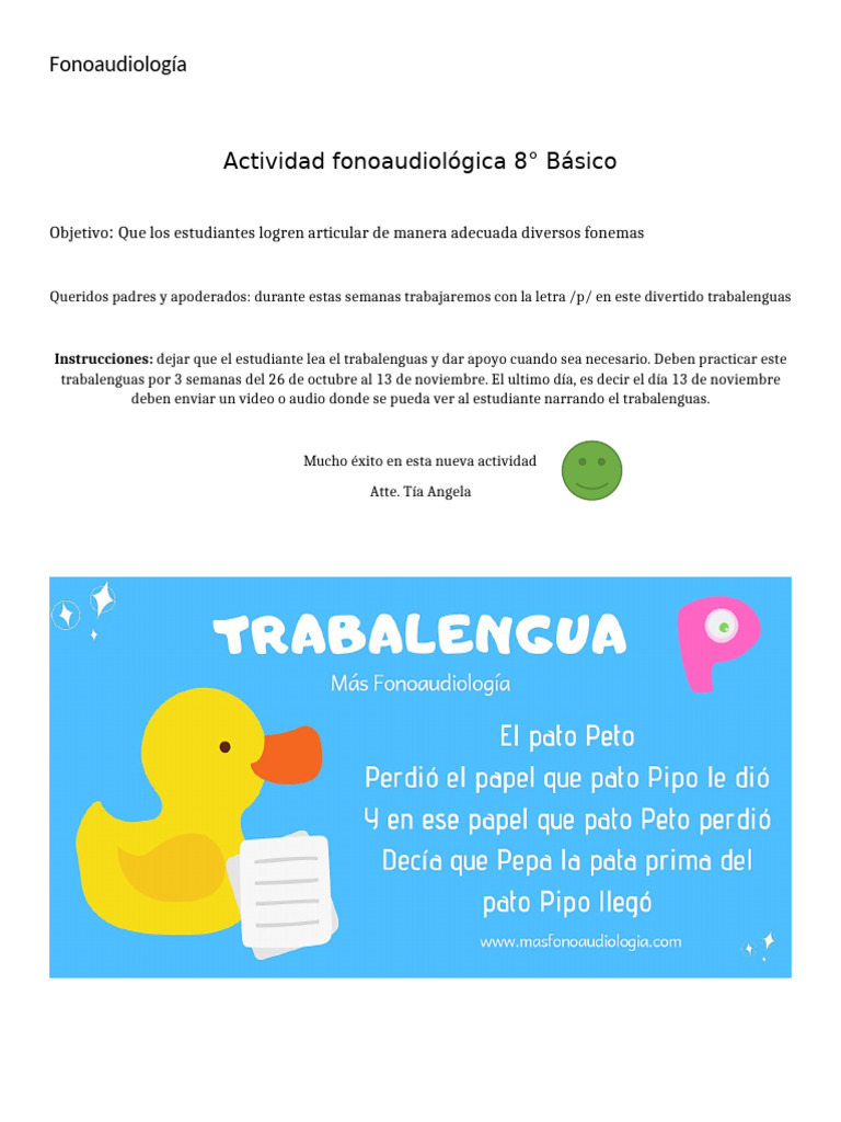 8° Trabalenguas P | PDF