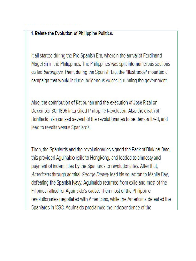 Different Stages in The Evolution of The Phil Pol | PDF