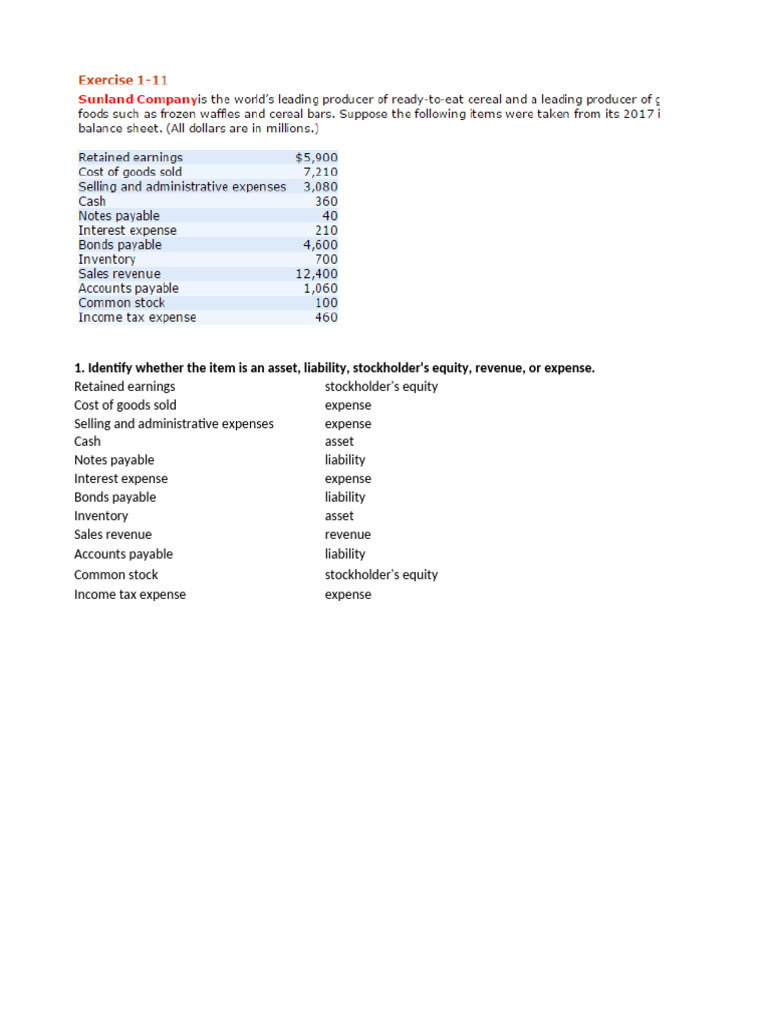 Copy of Chapter 1 Exercises | PDF | Retained Earnings | Expense