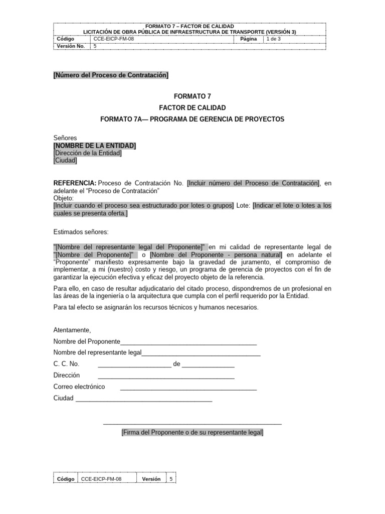 Formato 7 - Factor de Calidad | PDF