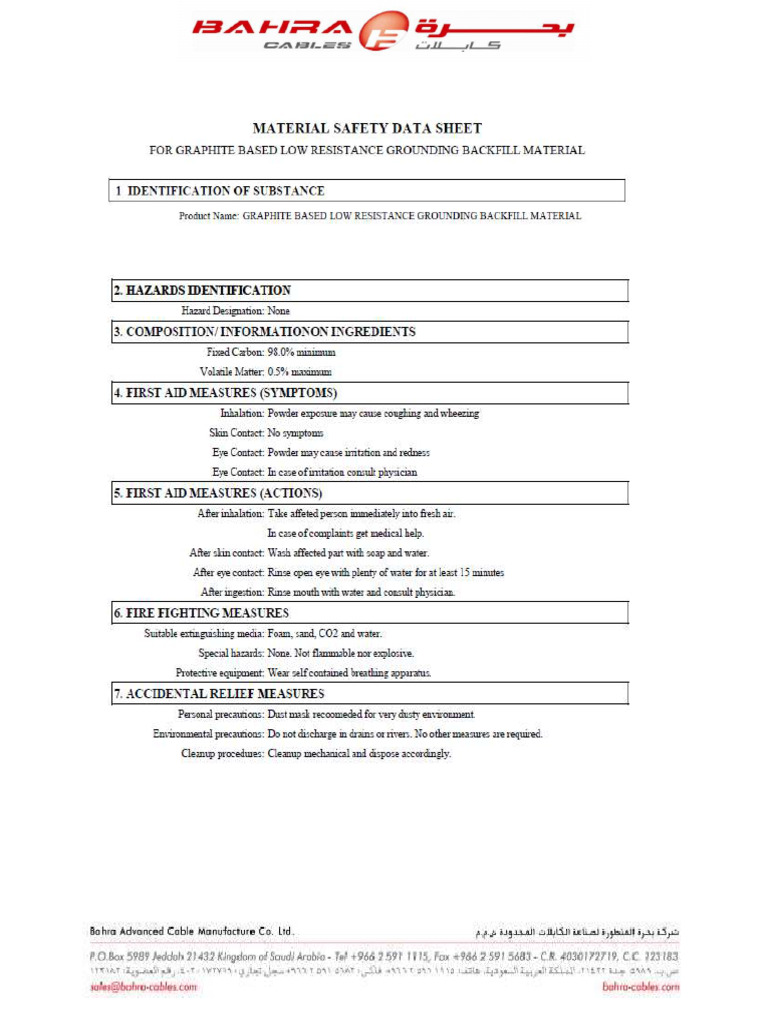 MSDS - Backfilling Material | PDF