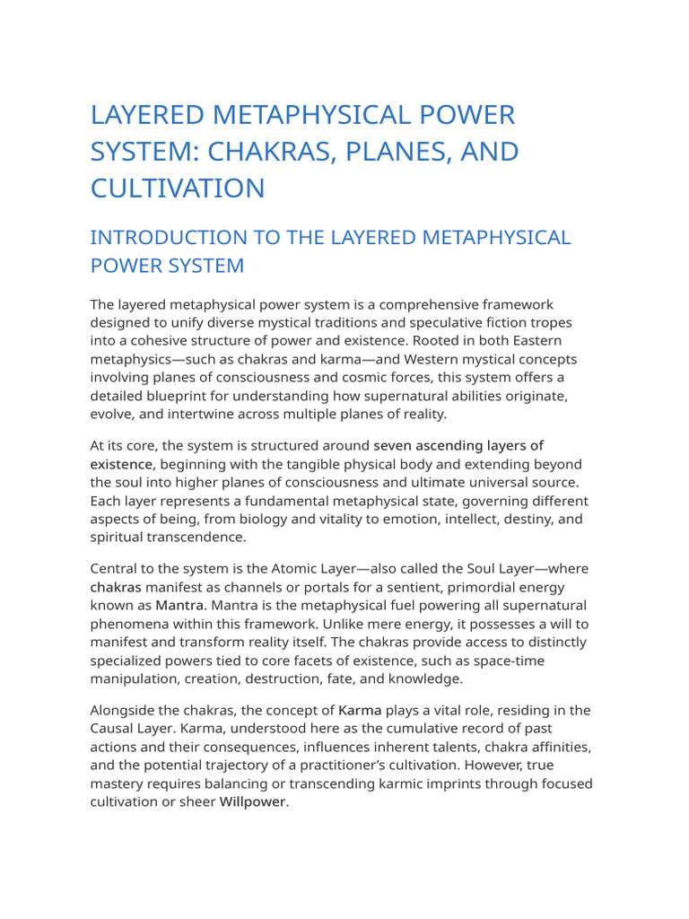 Power Scaling System & Chakra Levels | PDF | Mind | Reality
