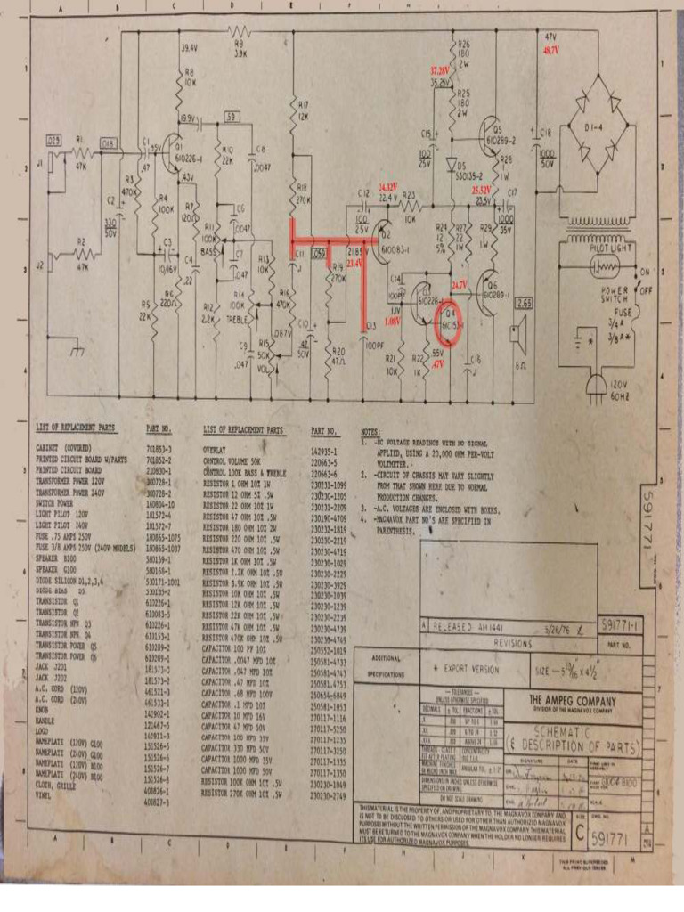 Ampeg B 100-5-76 Schematic | PDF