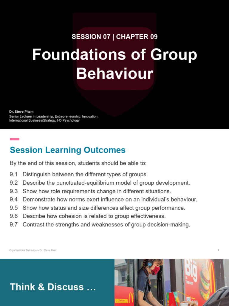 Session 07 Foundations of Group Behaviour - Dr. Steve P | PDF ...
