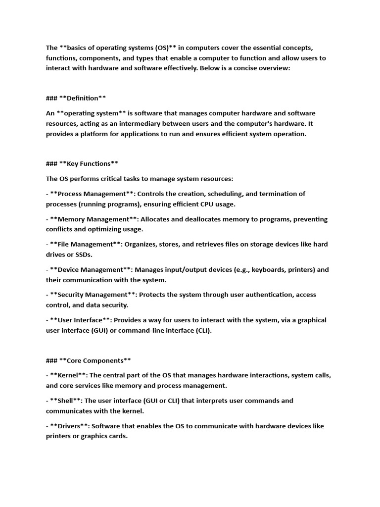 Basics of Operating Systems | PDF | Operating System | Graphical User Interfaces