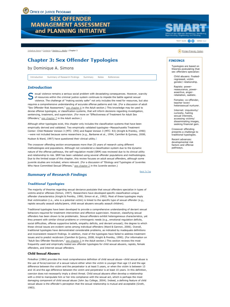 TS Sex Offender Typologies Females Vs Males | PDF | Pedophilia | Rape