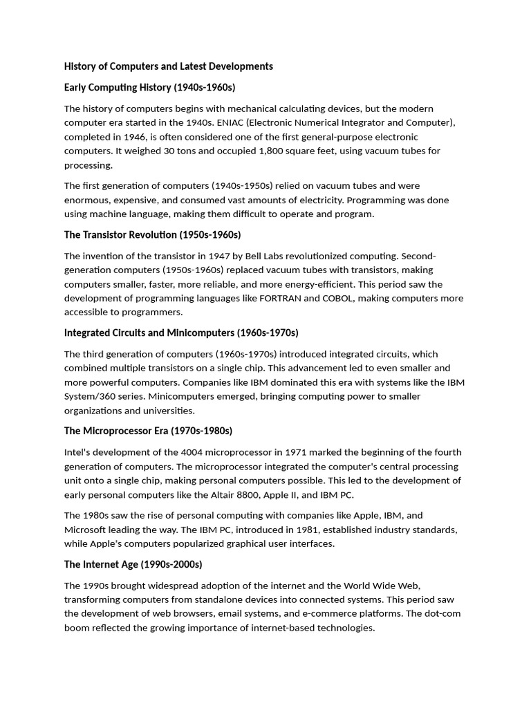 Latest Developments in Computing History | PDF | Computing | Personal ...