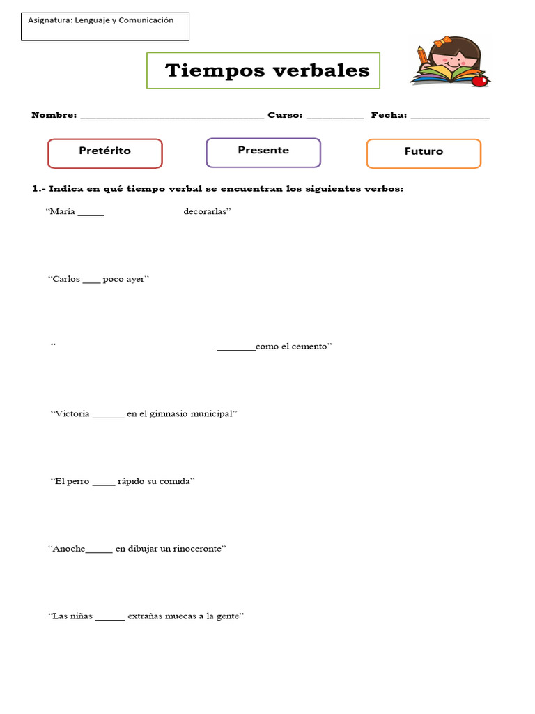 Guia 2 Tiempos Verbales 4° Básico | PDF