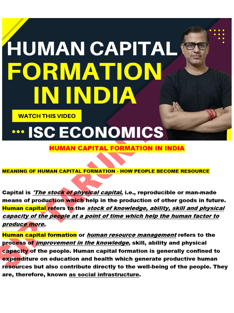 Human Capital Formation in India | PDF | Human Capital | Capital ...