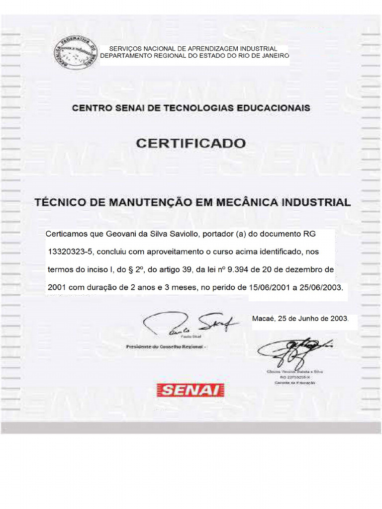 Certificado de Mecanica | PDF