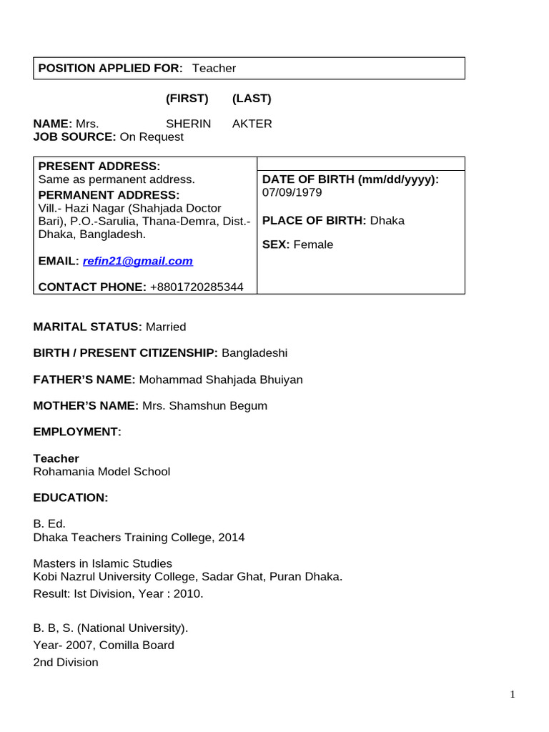 Sherin Resume | PDF