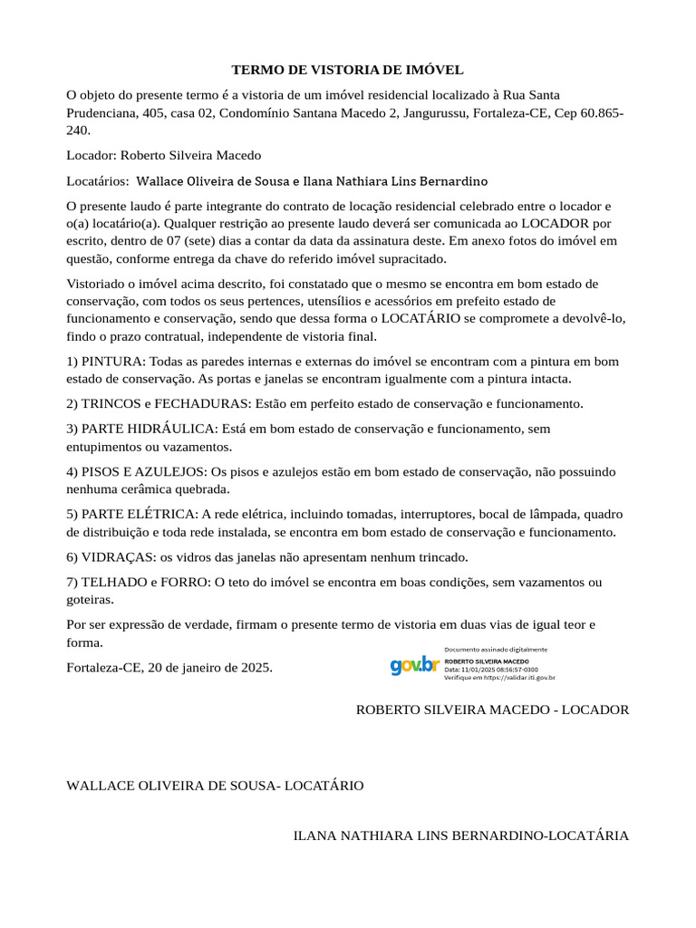 Vistoria de Imóvel Residencial em Fortaleza | PDF