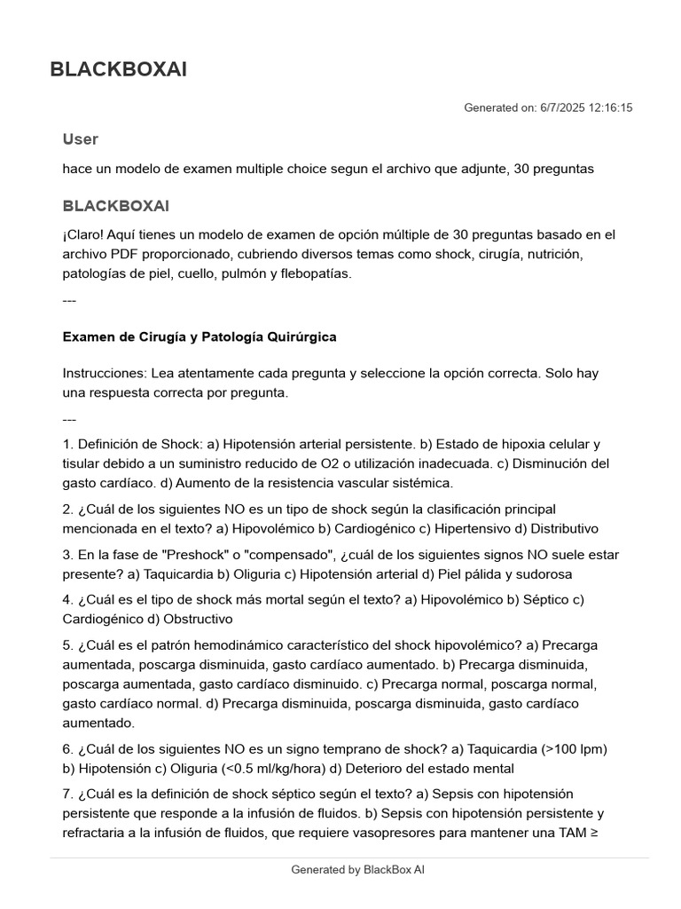 Blackbox - Ai - 1er Cuatri Cirugia | PDF | Choque (circulatorio) | Sistema cardiovascular