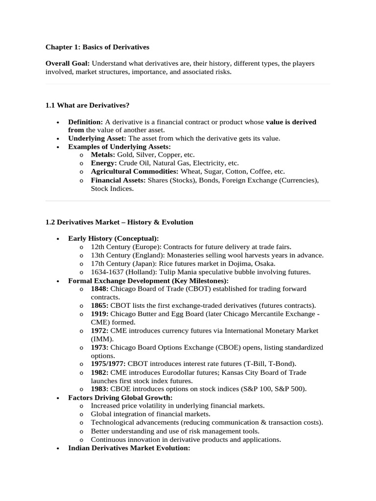 Introduction to Derivatives Basics | PDF | Derivative (Finance ...