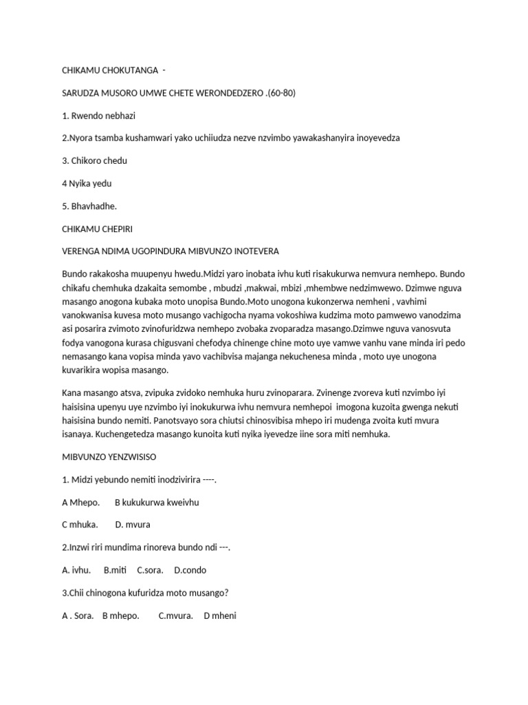 Chishona P2 G4 2024 Finali | PDF