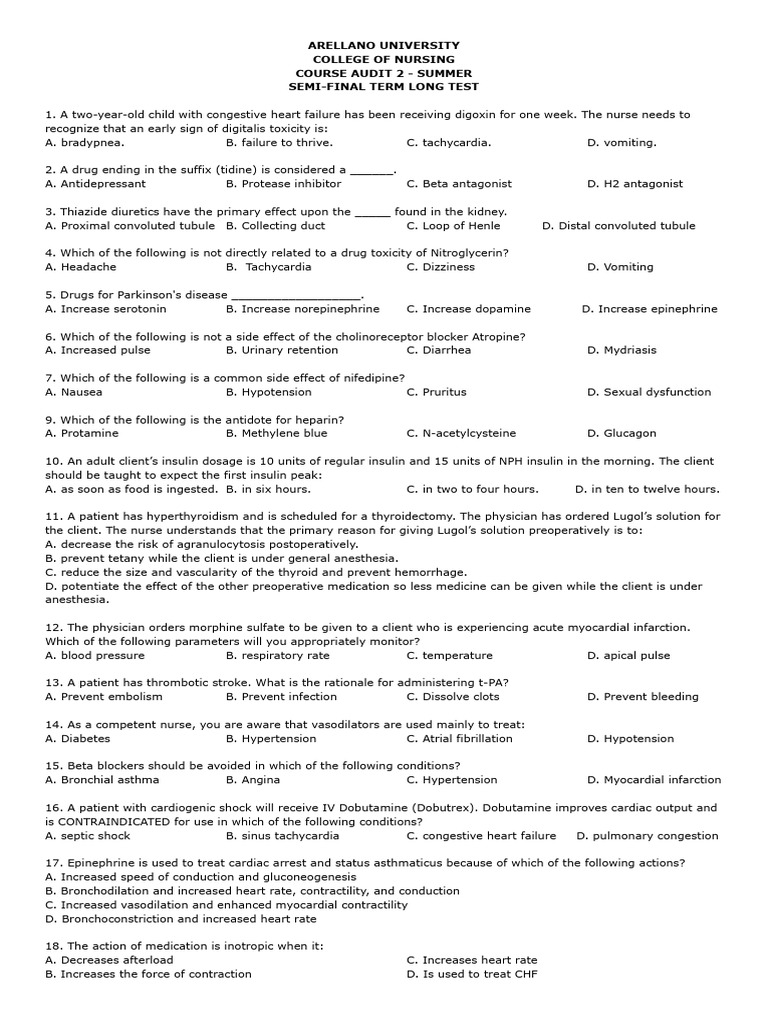 Au b2 2025 Semi Final Long Test Student | PDF | Intravenous Therapy | Heart