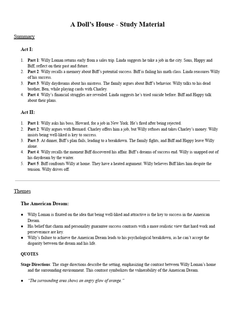 Death of A Salesman - Study Material PDF | PDF | Psychological Concepts