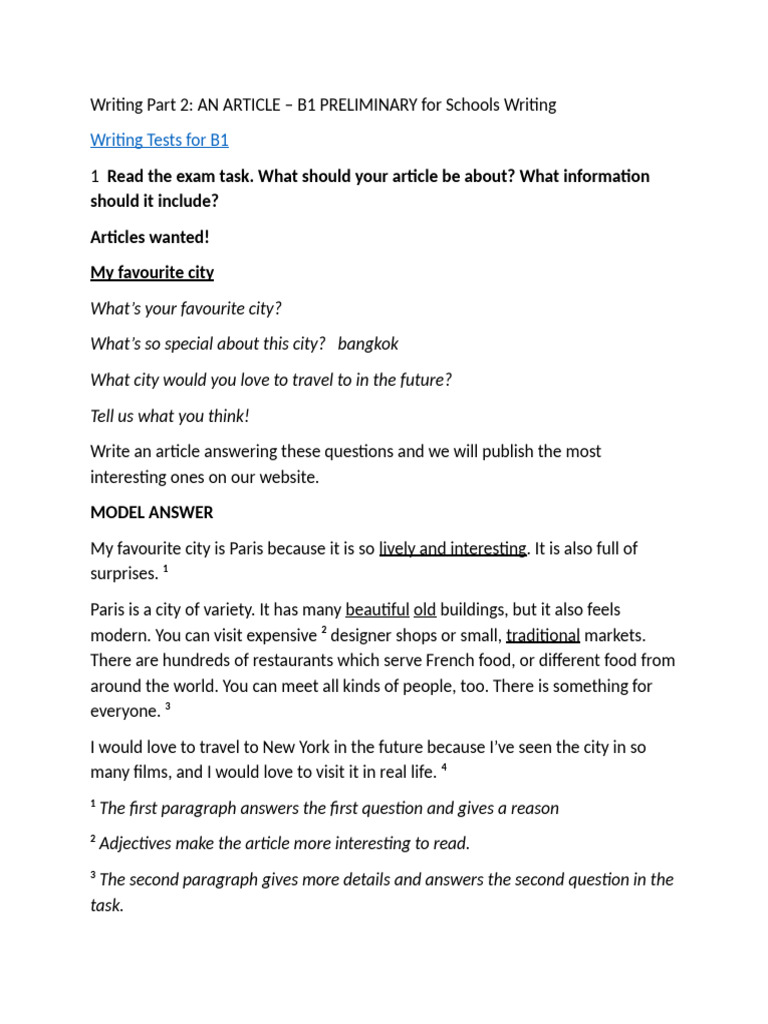 B1 Article Writing Guide | PDF
