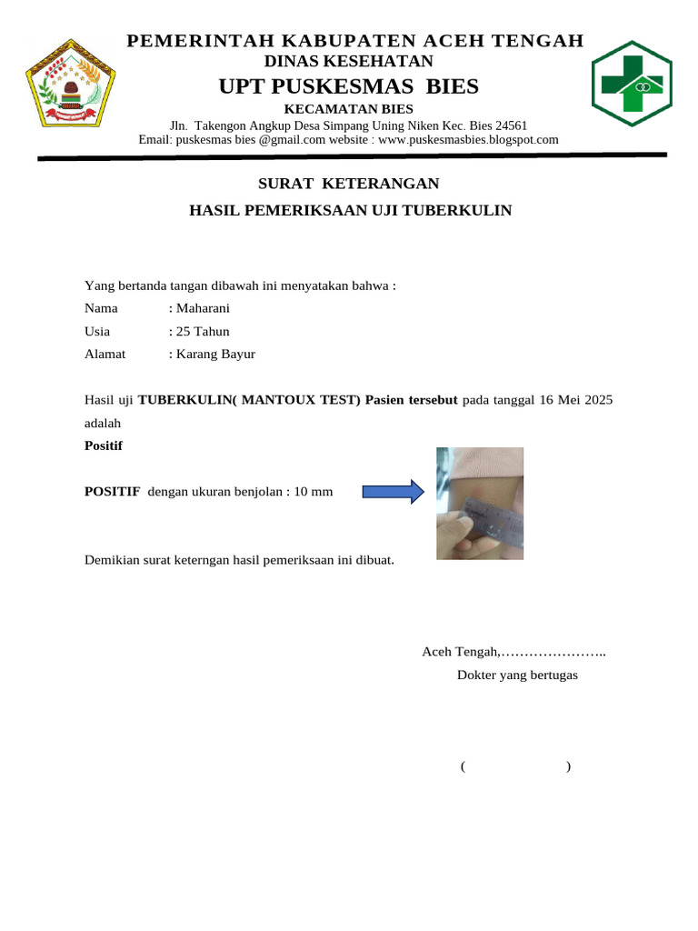 Surat Keterngan Tuberkolin | PDF
