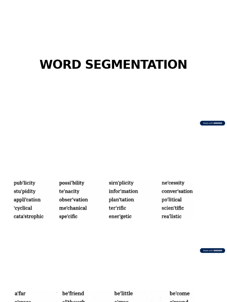 Understanding Word Segmentation | PDF