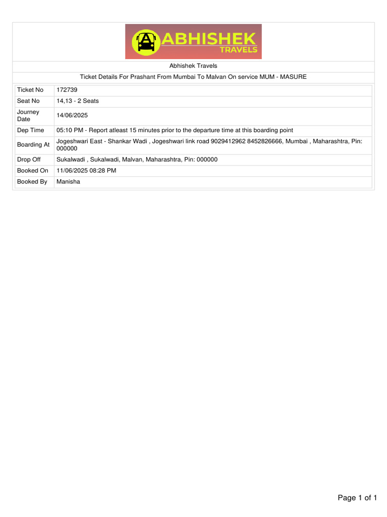 Ticket 1 | PDF