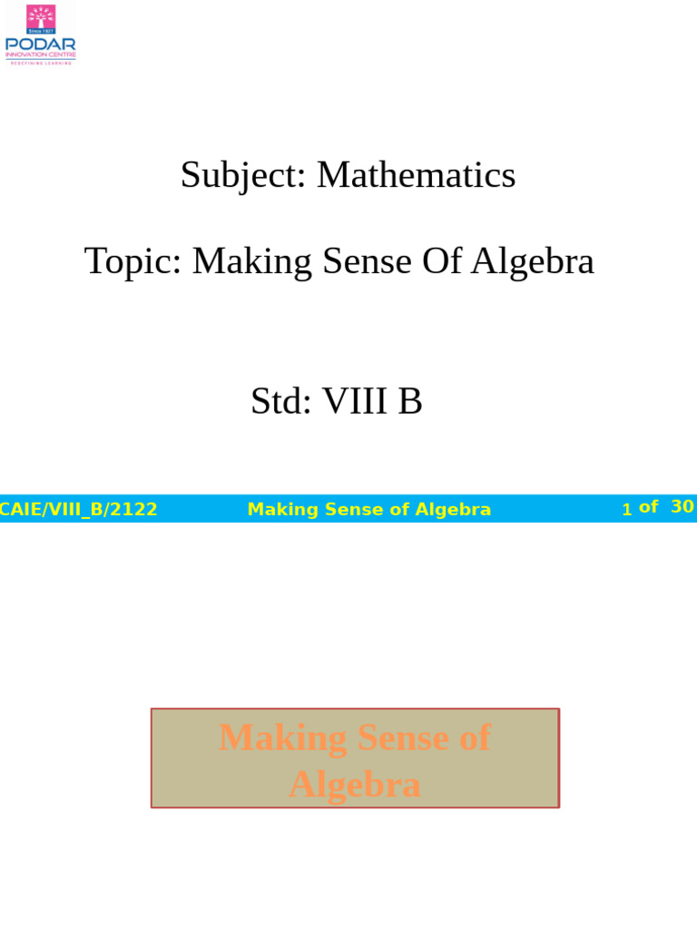 VIII B Math Making Sense of Algebra | PDF | Exponentiation | Multiplication
