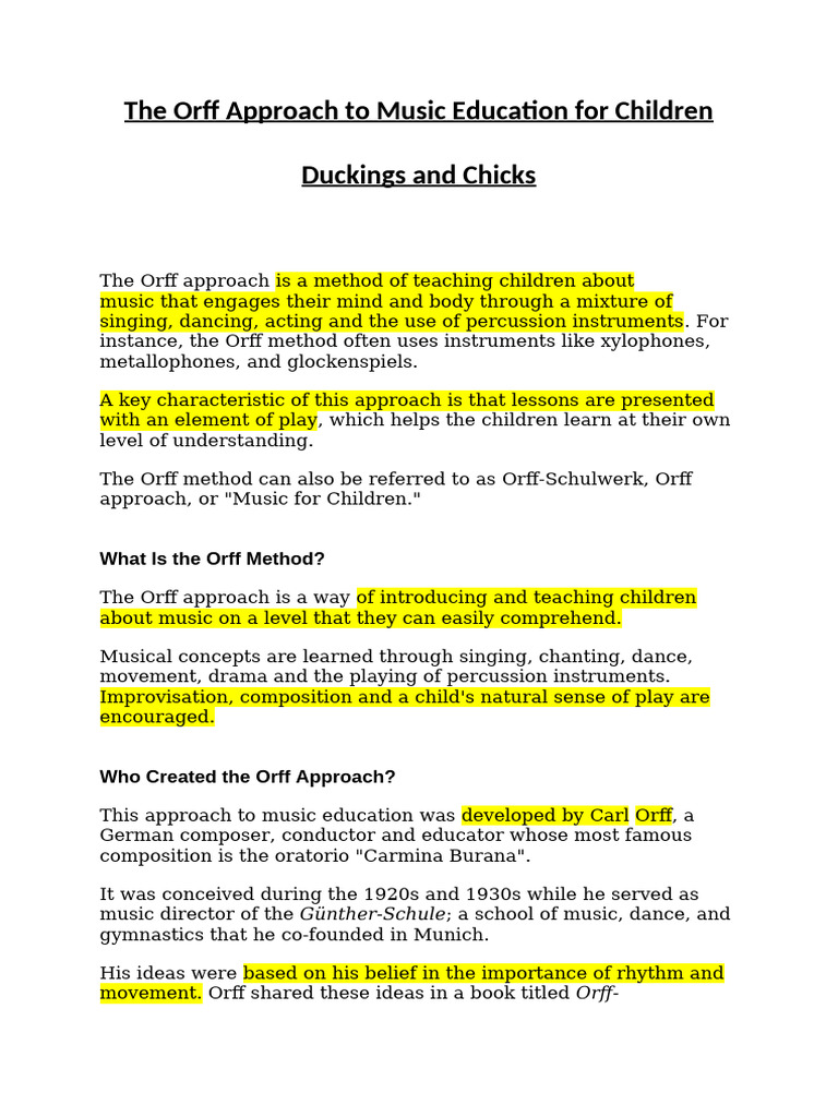 The Orff Approach to Music Education | PDF | Musical Compositions ...