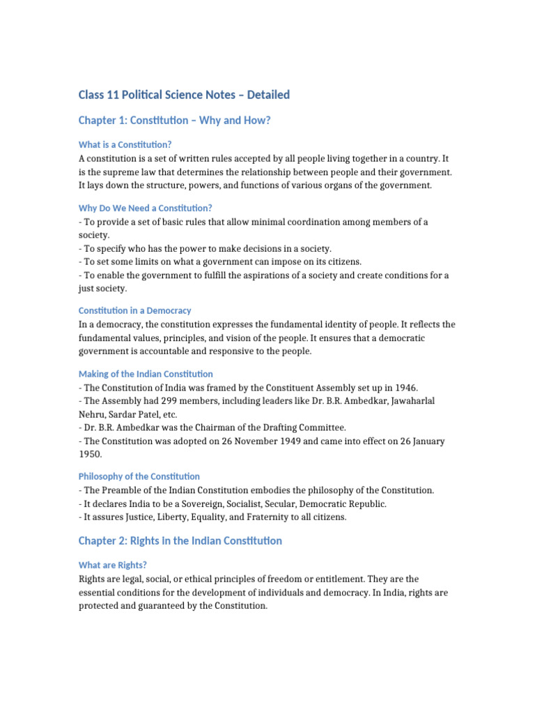 Class 11 Pol Science Ch1 2 Detailed Notes | PDF | Political Charters ...