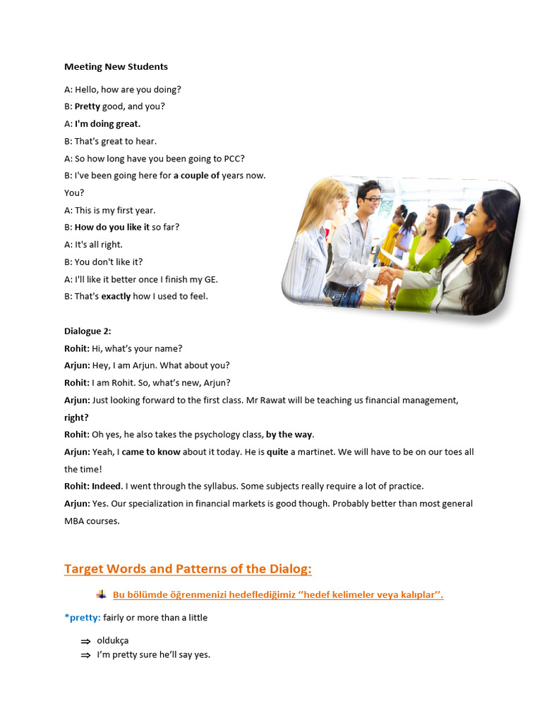 Meeting New Students Dialogue Guide | PDF