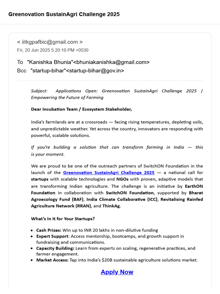 Greenovation SustainAgri Challenge 2025 | PDF