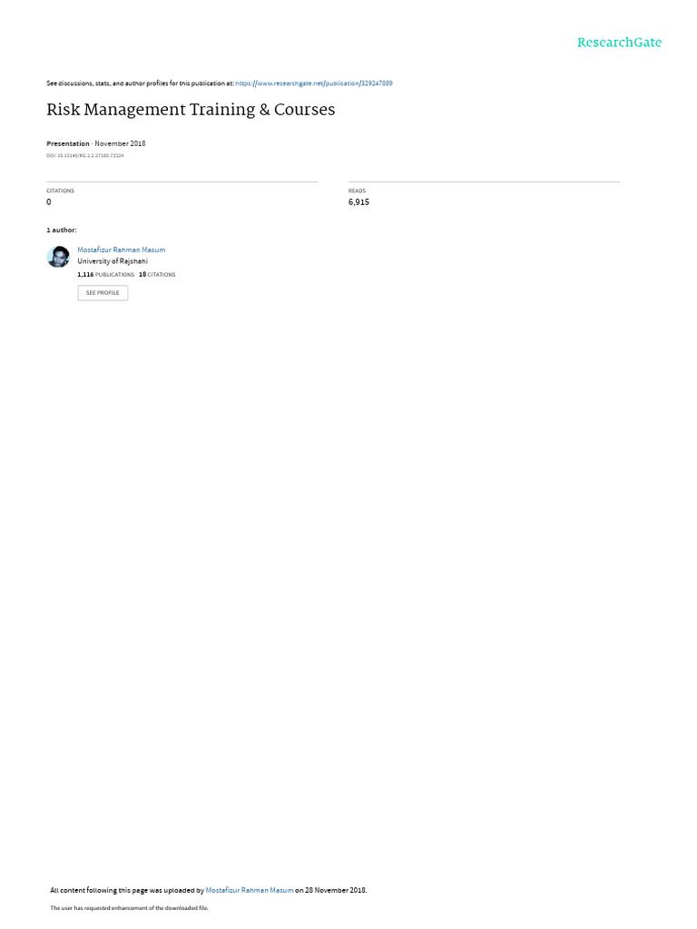 Risk Management Training | PDF | Risk Management | Risk