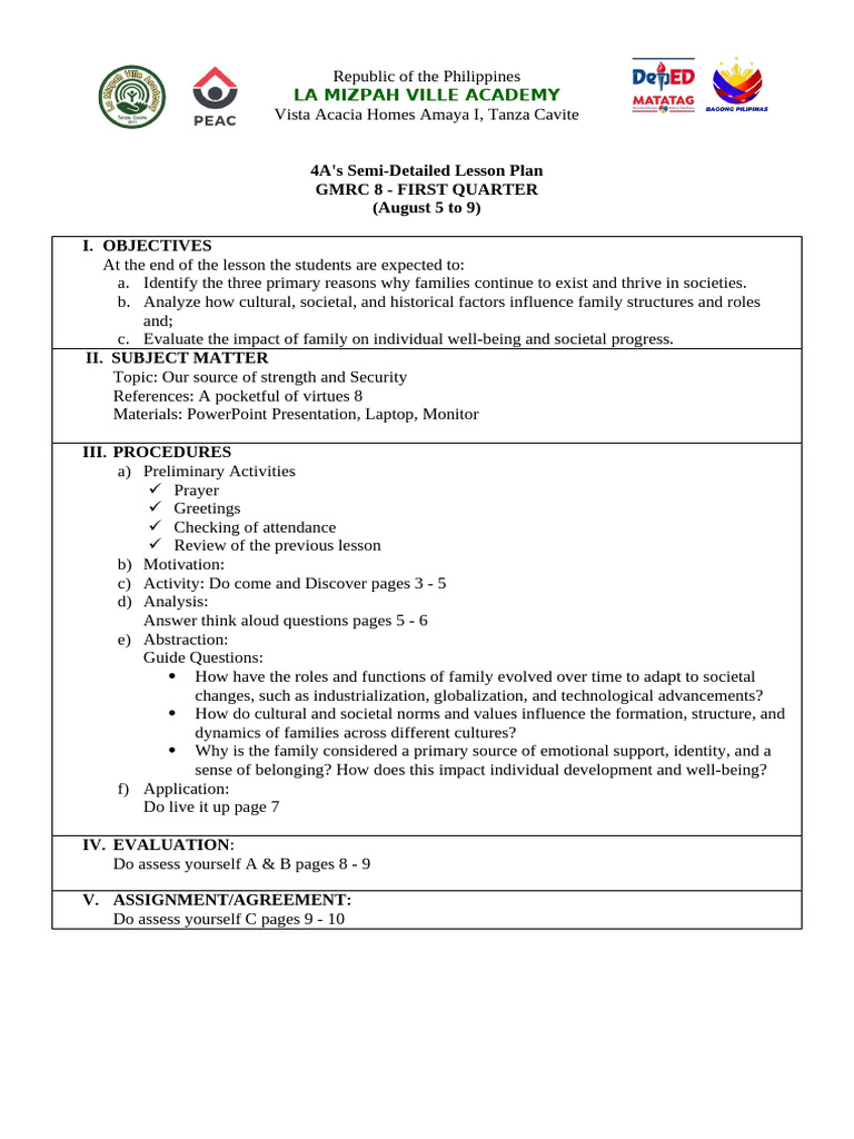 LP GMRC 8 - 1st Week | PDF