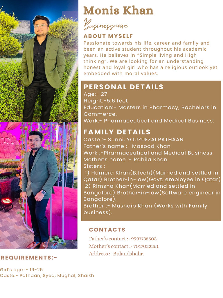 Monis Khan Biodata | PDF