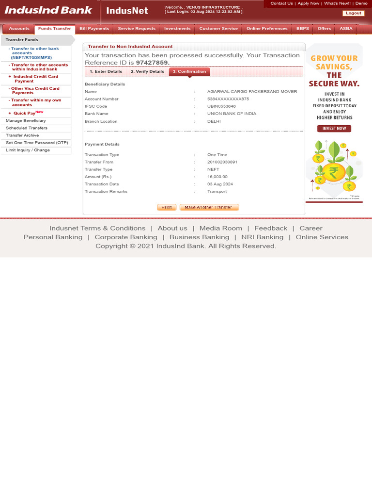 IndusNet Banking Registration Guide | PDF | Financial Technology ...