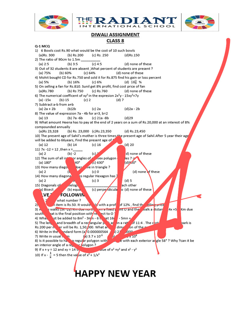 Diwali Assignment 1 (1) | PDF | Geometric Shapes | Elementary Geometry