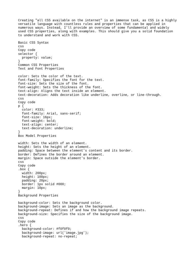 Creating All CSS Available On The I | PDF | Html | Html Element
