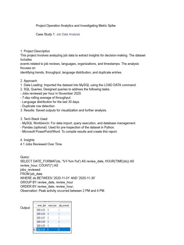 Job Data and User Engagement Analysis | PDF | Databases | My Sql