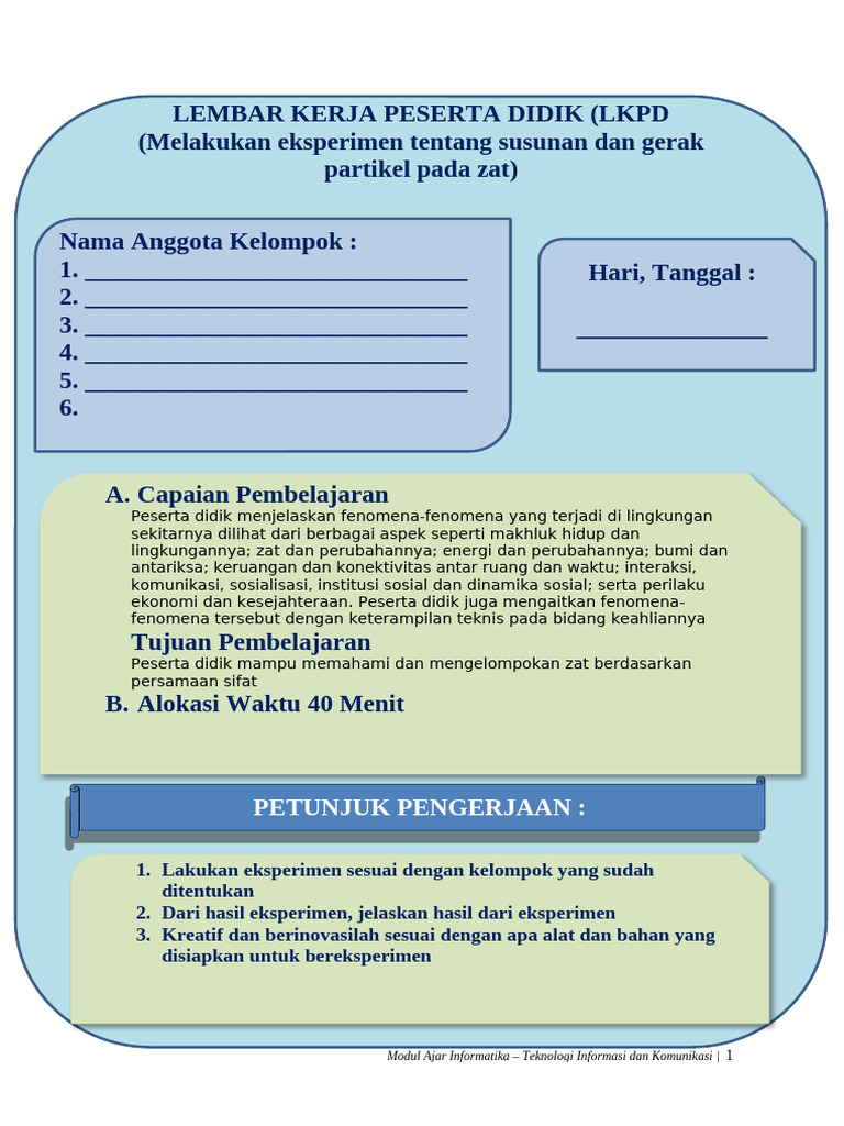 Lembar Kerja Peserta Didik Pa Joni | PDF