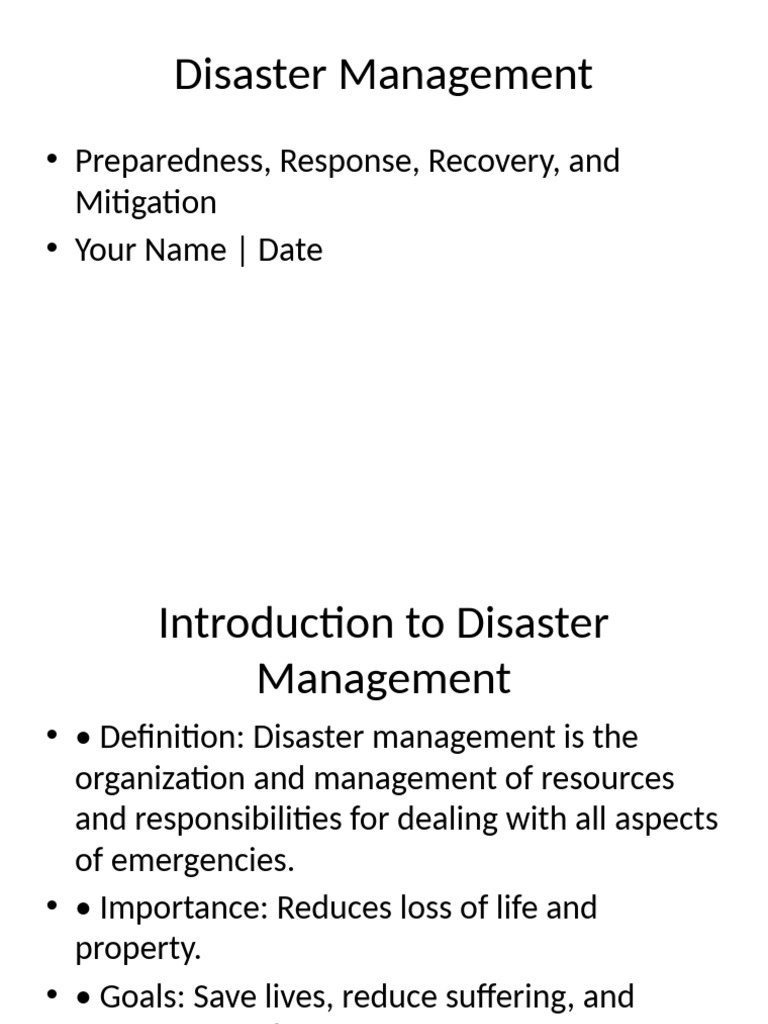 Disaster Management Overview and Strategies | PDF