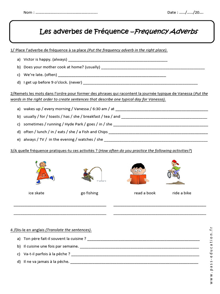 Exercices sur les adverbes de fréquence | PDF