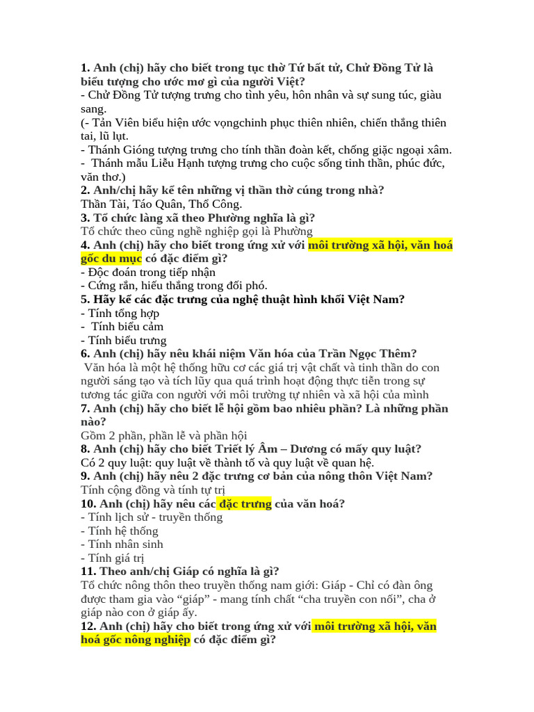 câu hỏi ngắn csvhvn | PDF