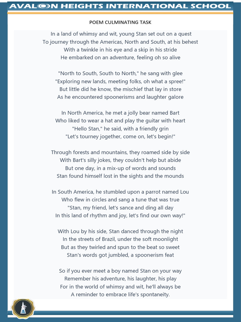 Poem Culminating Task | PDF