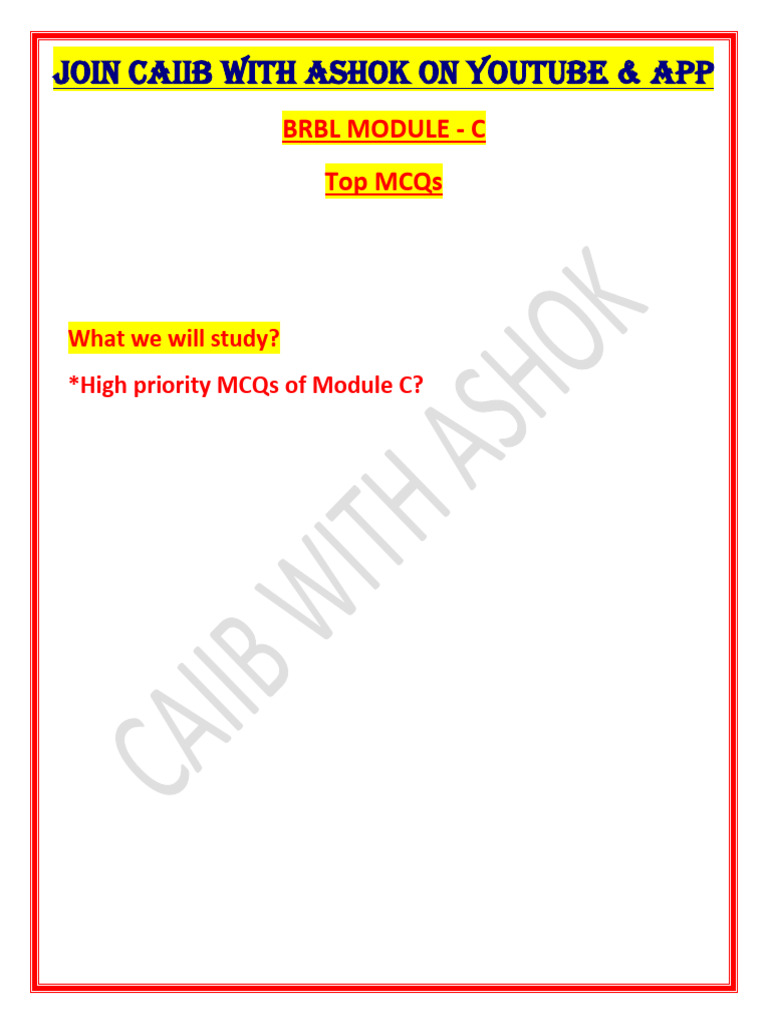 (CL 19) BRBL Module C Top Questions | PDF | Bankruptcy | Security Interest
