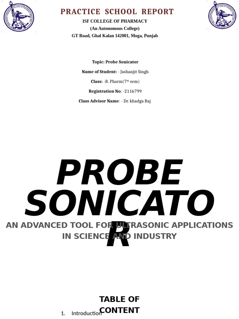 Probe Sonicator 2ePPT | PDF | Liquids | Ultrasound