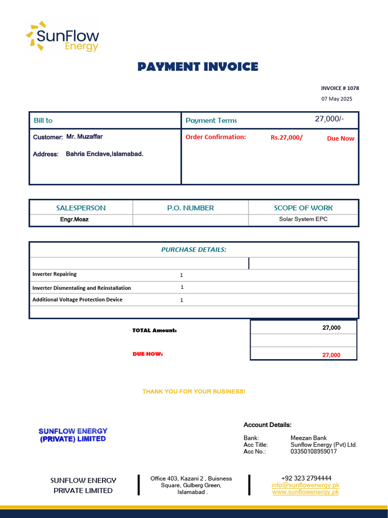 Invoice - 785 .MR Muzzafar | PDF
