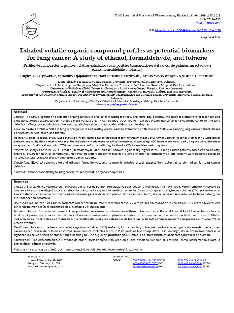 Jppres24.2208 13.4.1168 | PDF | Volatile Organic Compound | Cancer