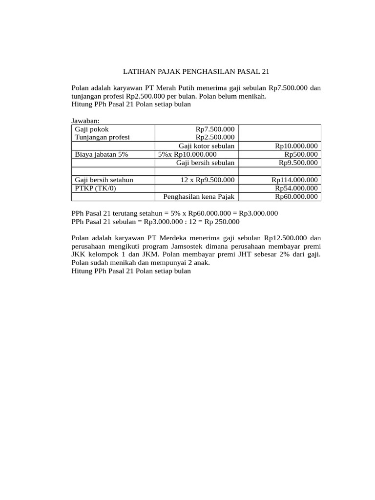 Tugas 2 PPH Pasal 21 | PDF