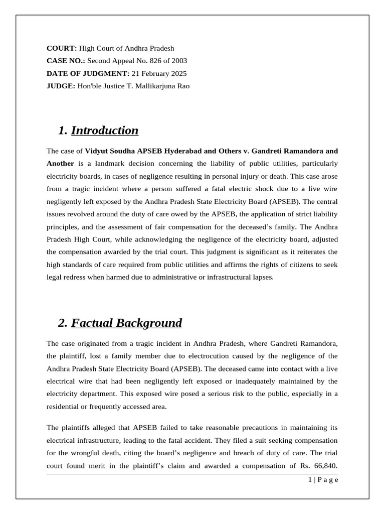 1652, Aanchal Soni, Torts Case Analysis | PDF | Negligence | Duty Of Care